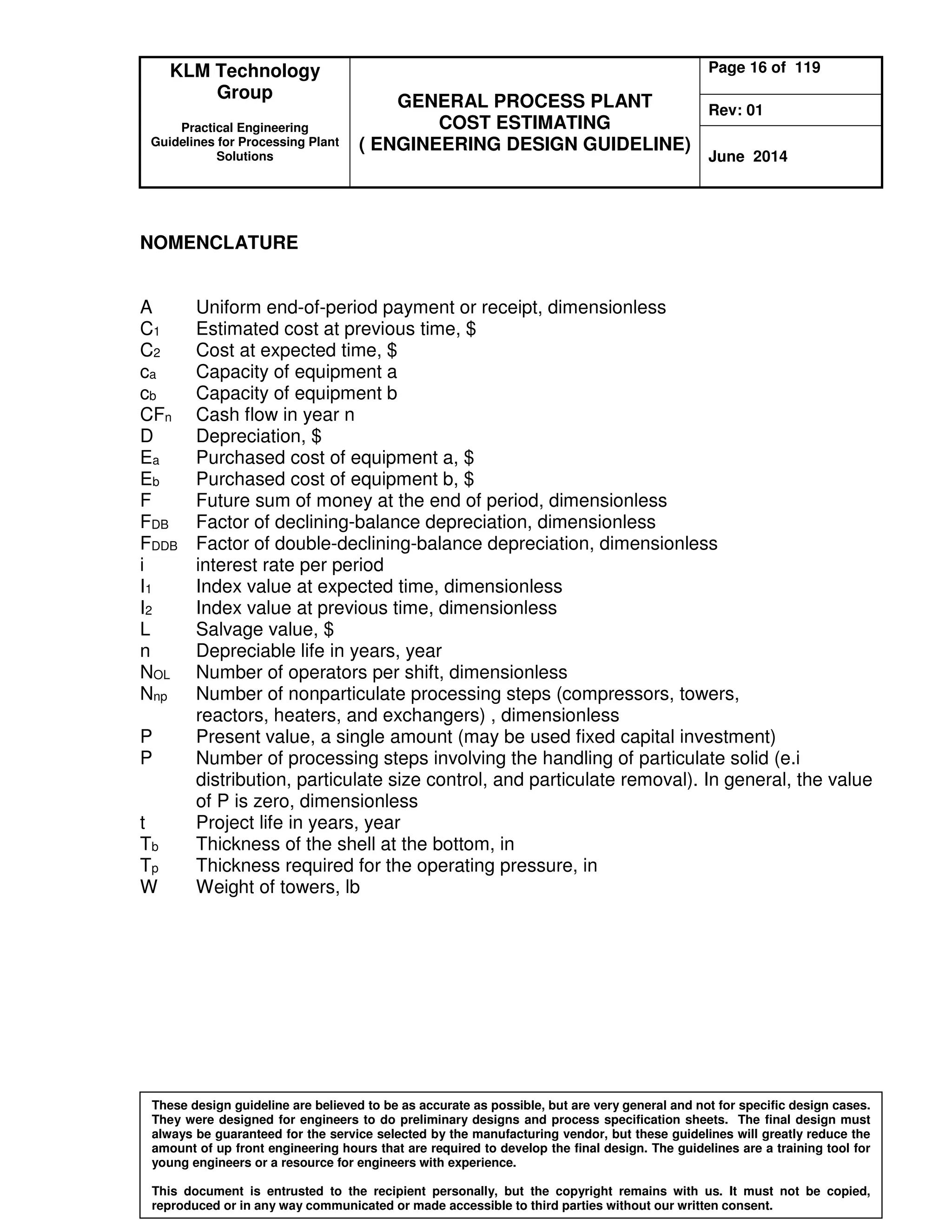 Engineering design guildline_general_plant_cost_estimating_rev01web | PDF