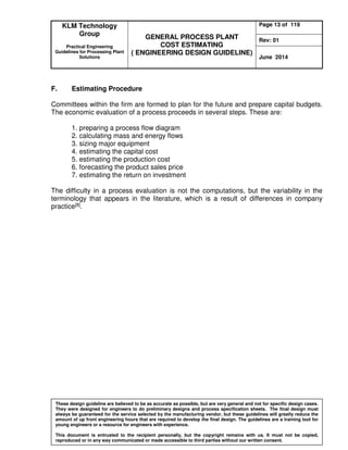 Engineering design guildline_general_plant_cost_estimating_rev01web | PDF