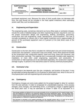 Engineering design guildline_general_plant_cost_estimating_rev01web | PDF