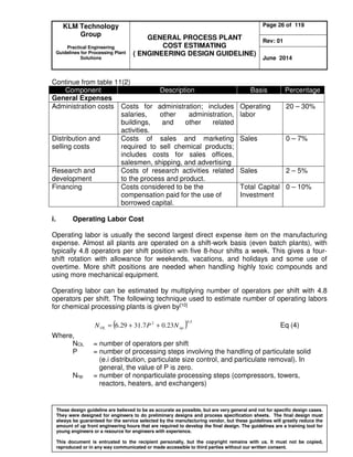 Engineering design guildline_general_plant_cost_estimating_rev01web | PDF