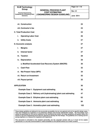 Engineering design guildline_general_plant_cost_estimating_rev01web | PDF