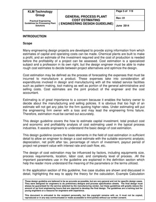 Engineering design guildline_general_plant_cost_estimating_rev01web | PDF