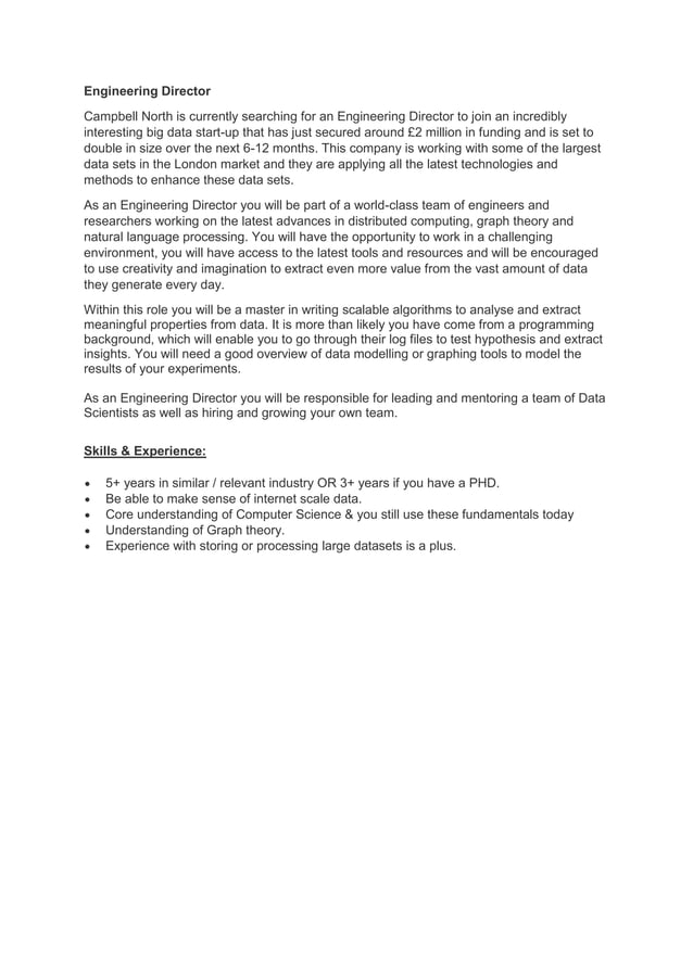 Engineering director | DOCX | Computing | Technology & Computing