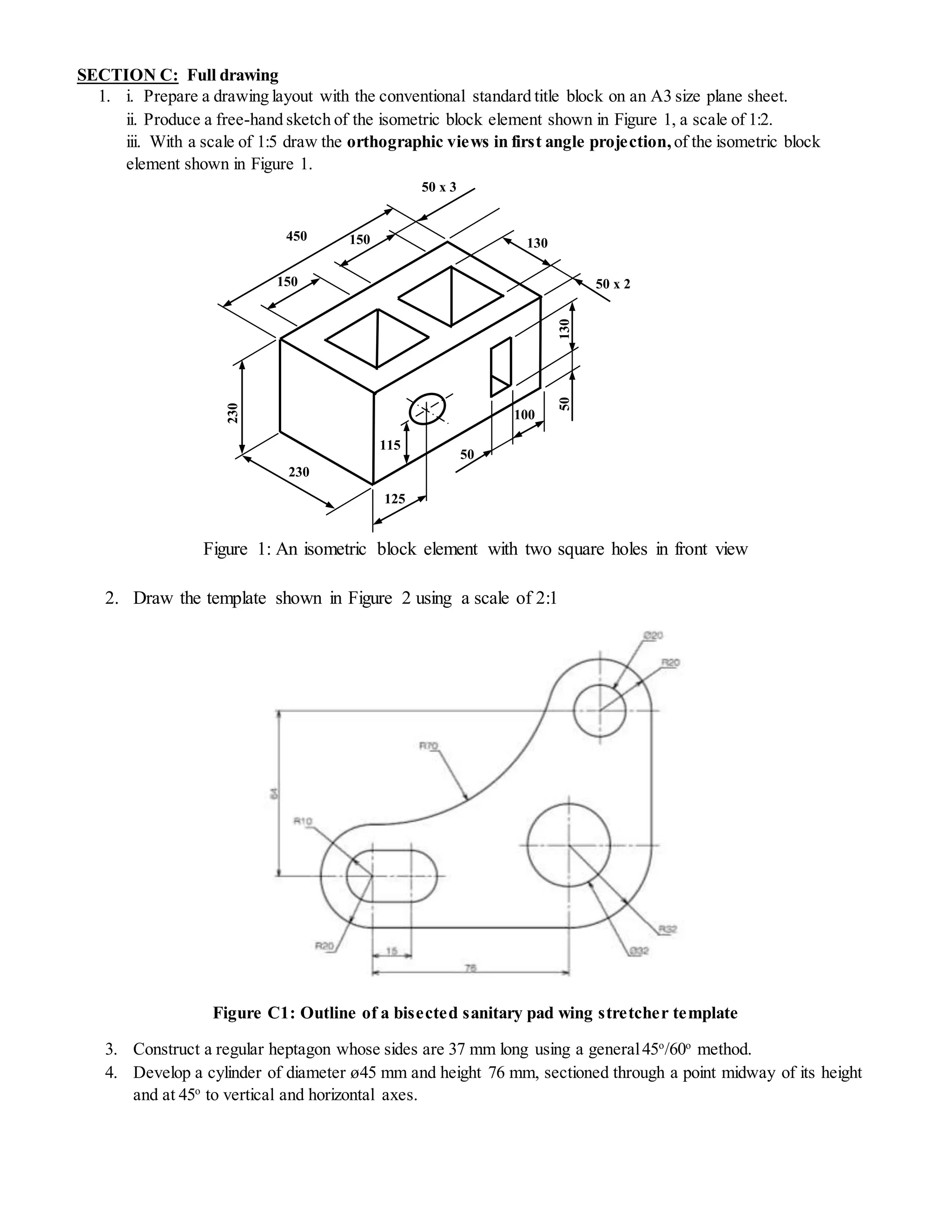 Engineering drawing practice questions first semester - 2019-2020 (1 ...