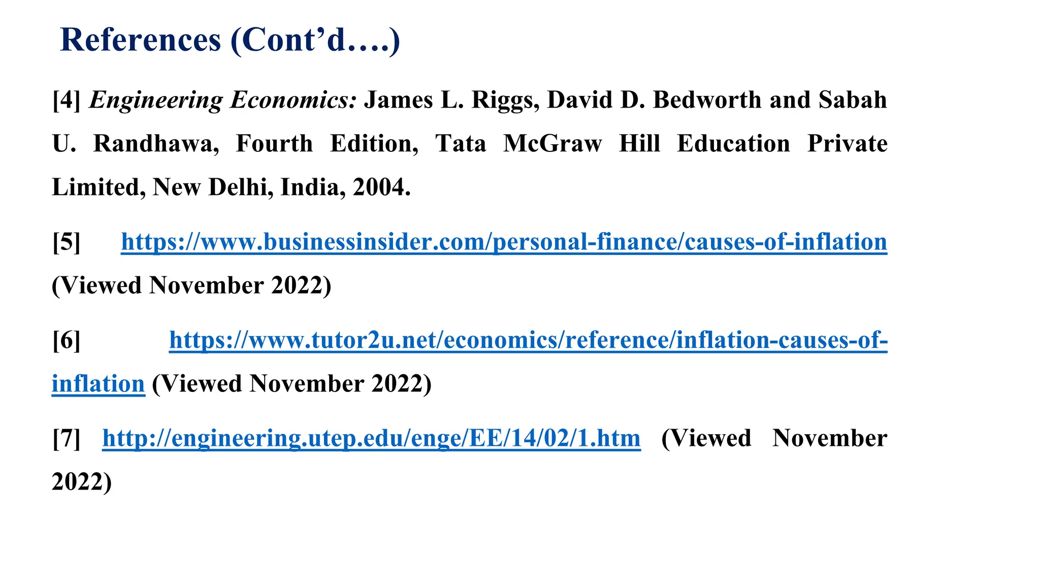 Engineering Economic Analysis (Week 13) Inflation, its causes ...