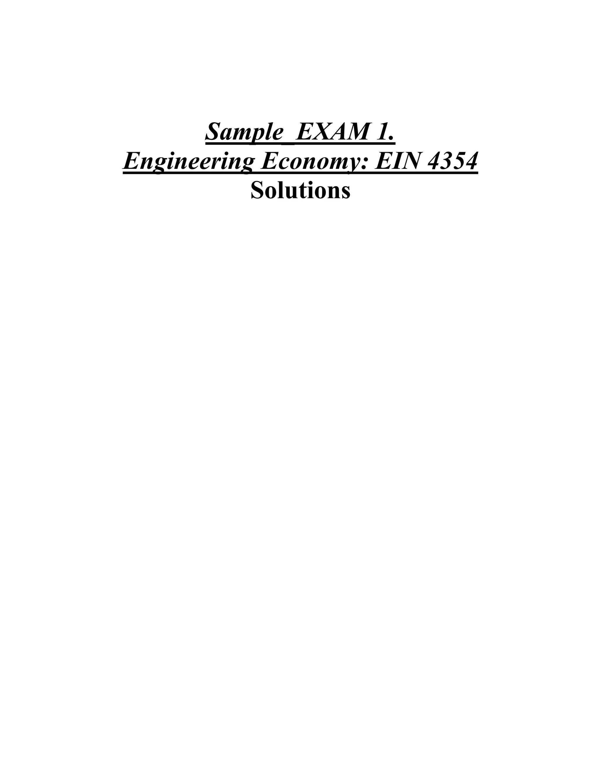 Engineering economy sample exam_1_solution | PDF