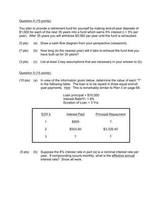 Engineering economy sample test #1 question | PDF