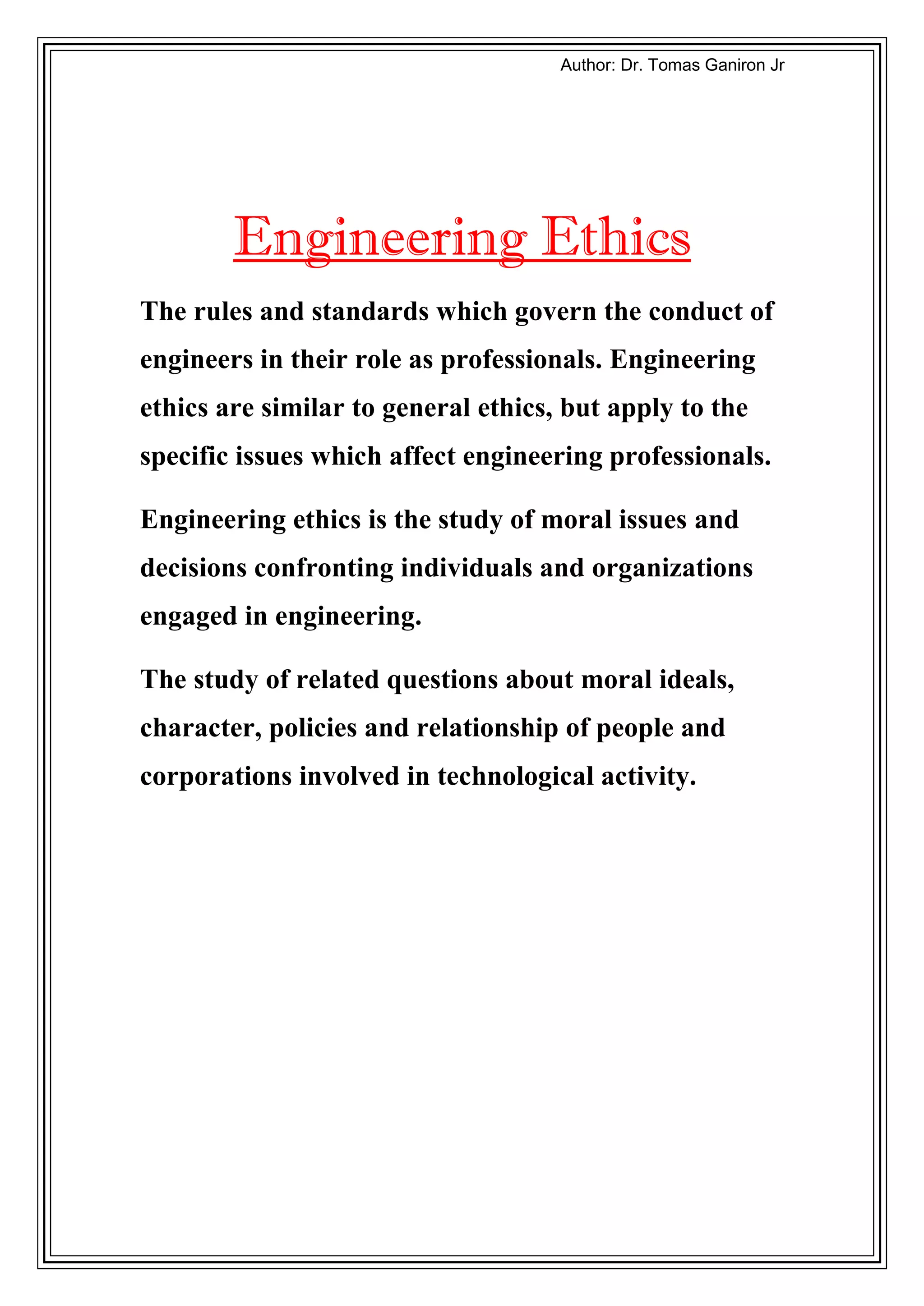 Engineering Ethics and Values | PDF