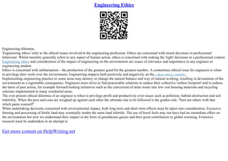 Engineering Ethics In Engineering | PDF