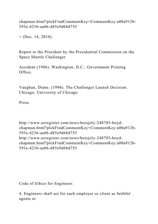 ENGINEERING ETHICSThe Space Shuttle Challenger Disaster.docx