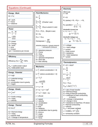 Engineering formula sheet | PDF