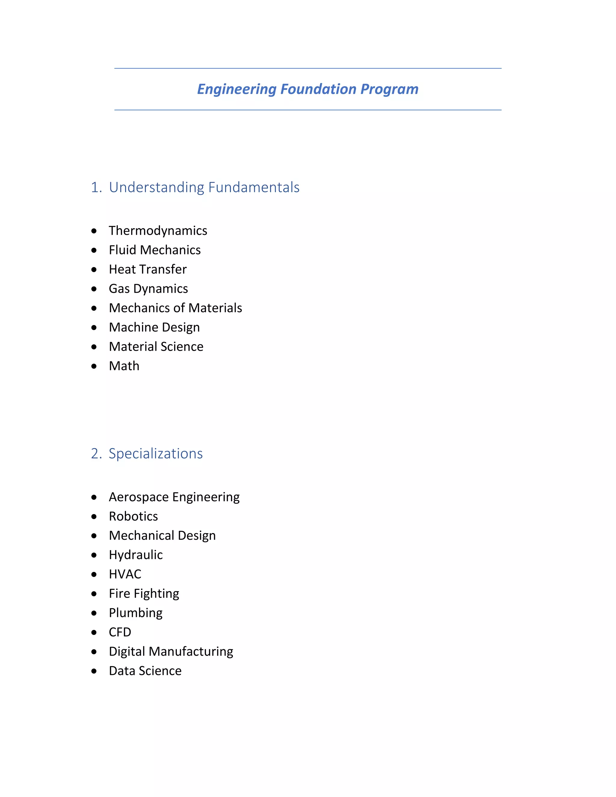 Engineering foundation program structure | PDF