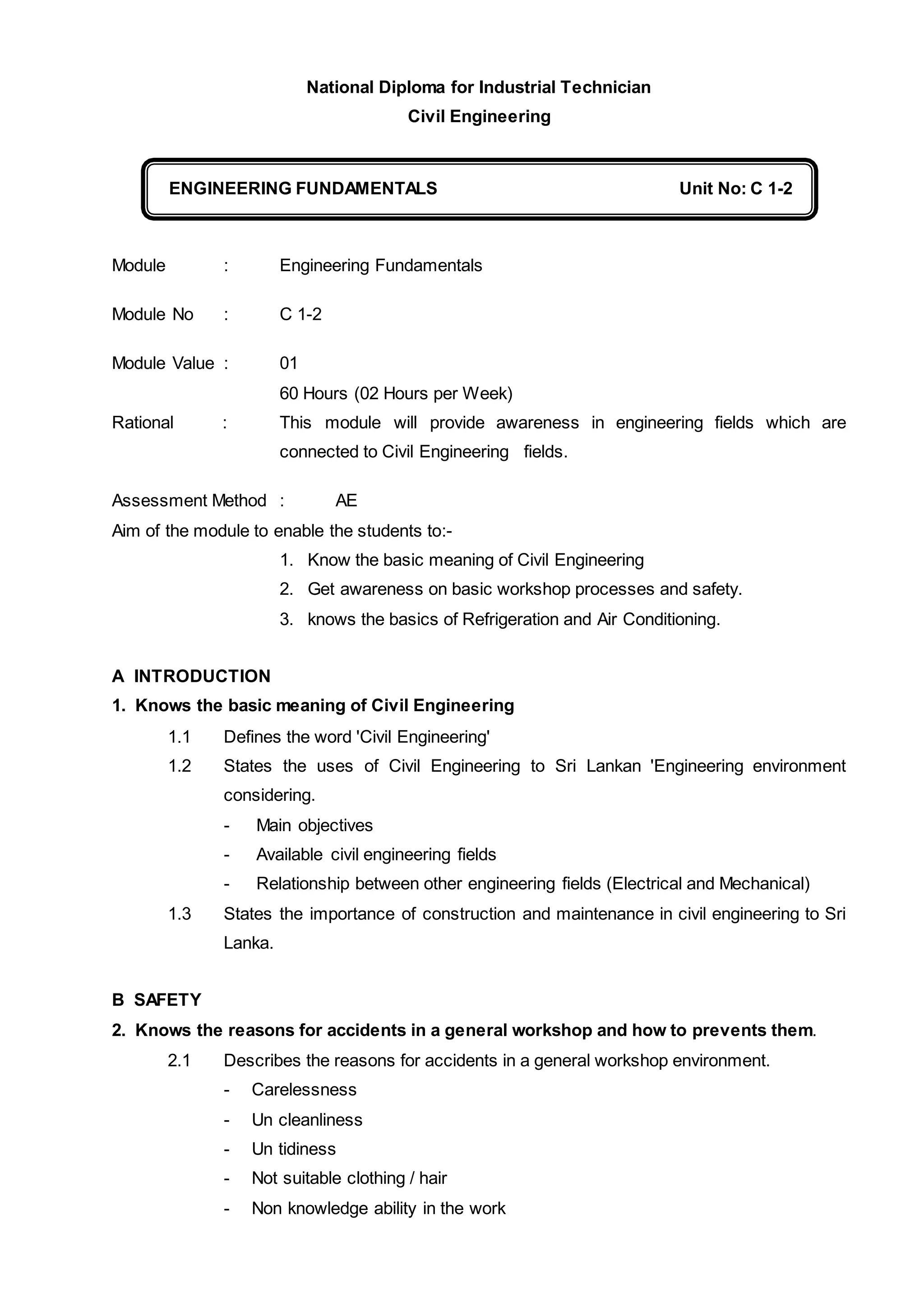 NCIT civil Syllabus 2013-2014 | PDF