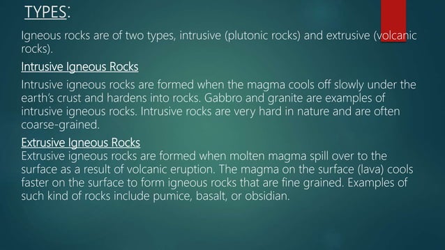Igneous rocks, types, uses and their composition | PPTX