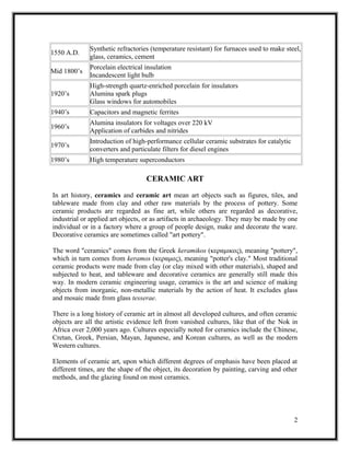 Engineering glasses and ceramics history of ceramics | DOC