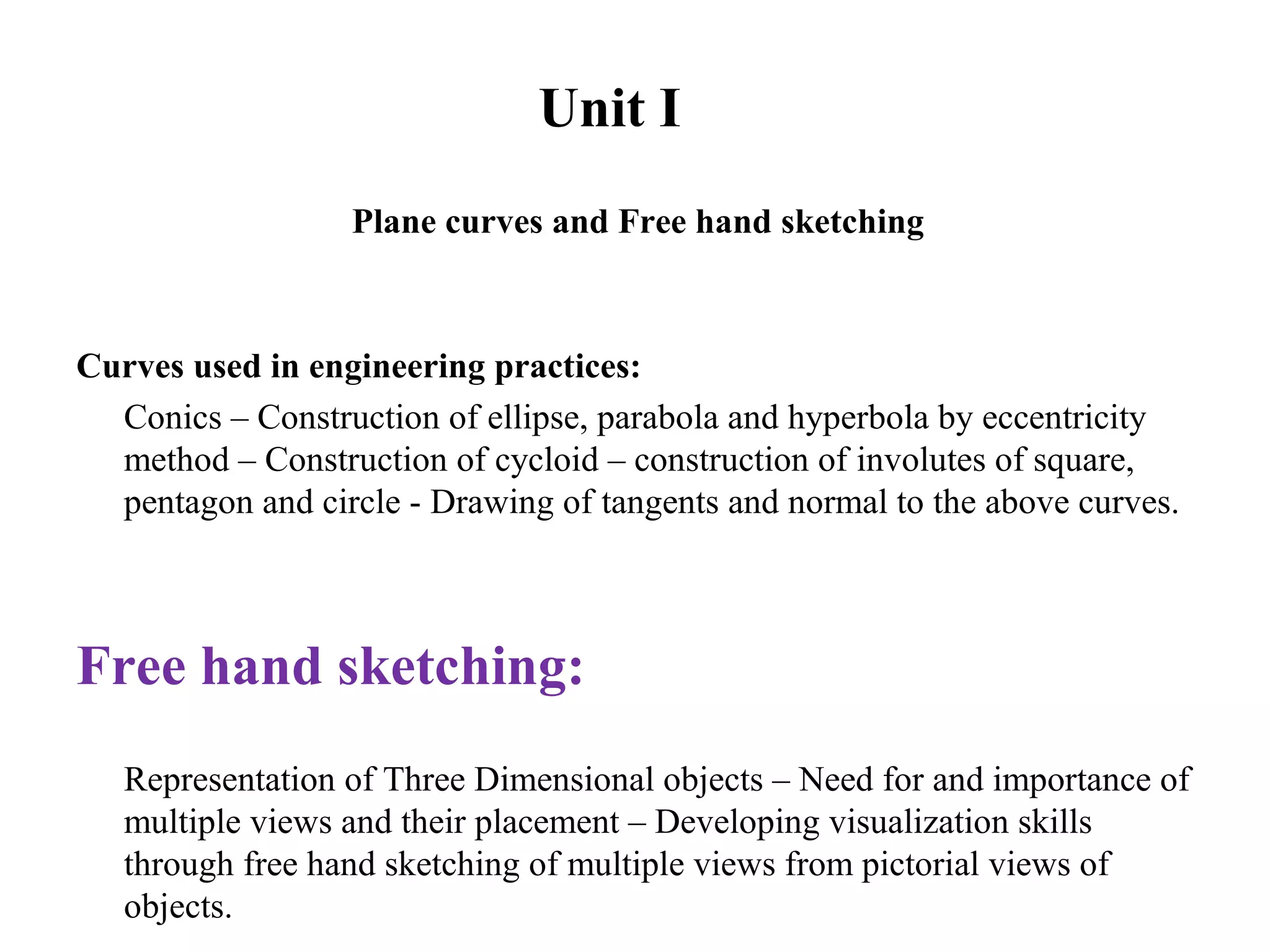 Engineering graphics free hand sketch | PPT