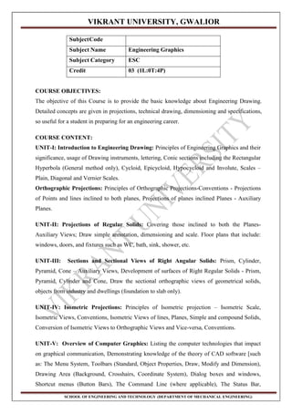 Engineering Graphics (B.Tech.) for engineering faculty | DOCX