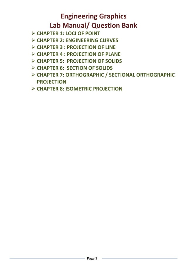 Engineering Graphics Laboratory manual | PDF