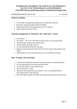 Engineering graphics manual 2014 2015 | PDF