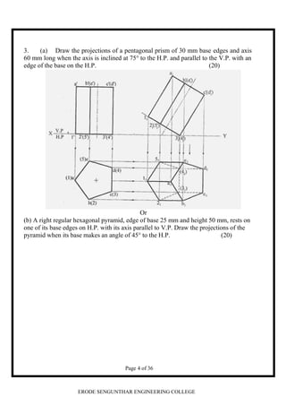 ENGINEERING GRAPHICS PREVIOUS YEAR QUESTIONS | PDF