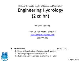 Engineering Hydrology Chapter 1 Hydrological Cycle, Water Balance and Data Availability.pptx