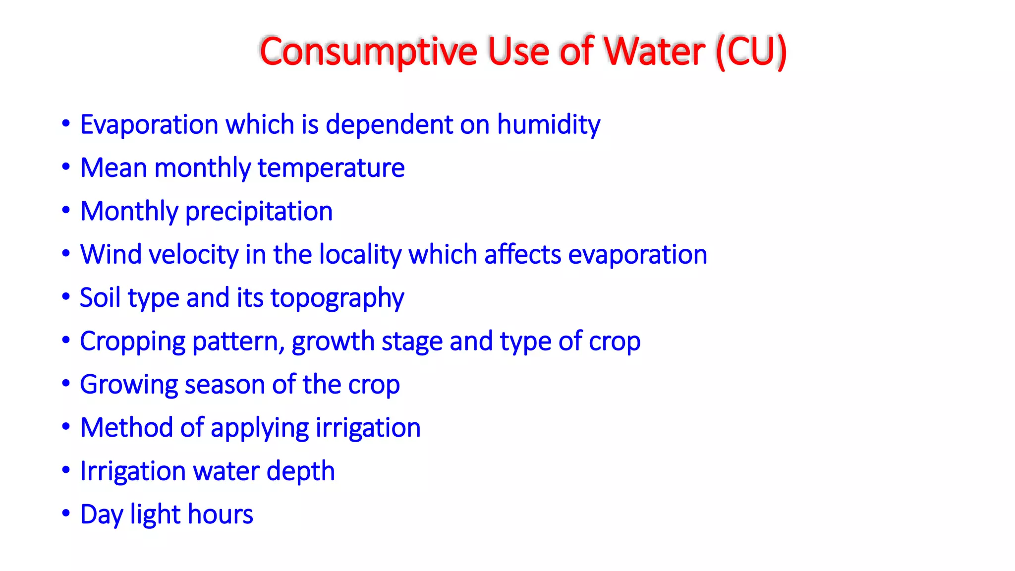 Engineering Irrigation Ch.2 Water Requirement of crops and soil-water ...