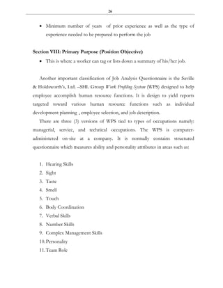 Engineering Job Analysis, Description & Specification I | PDF