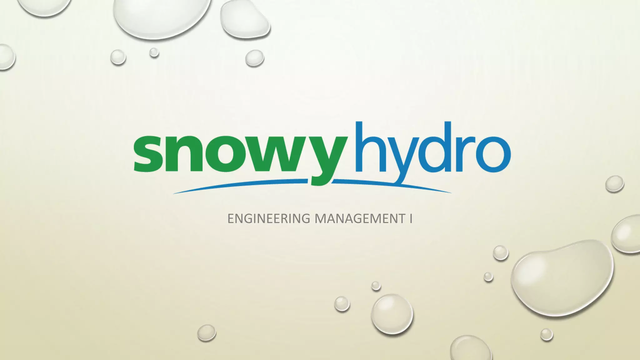 Snowy Hydro Engineering Management Final | PPTX