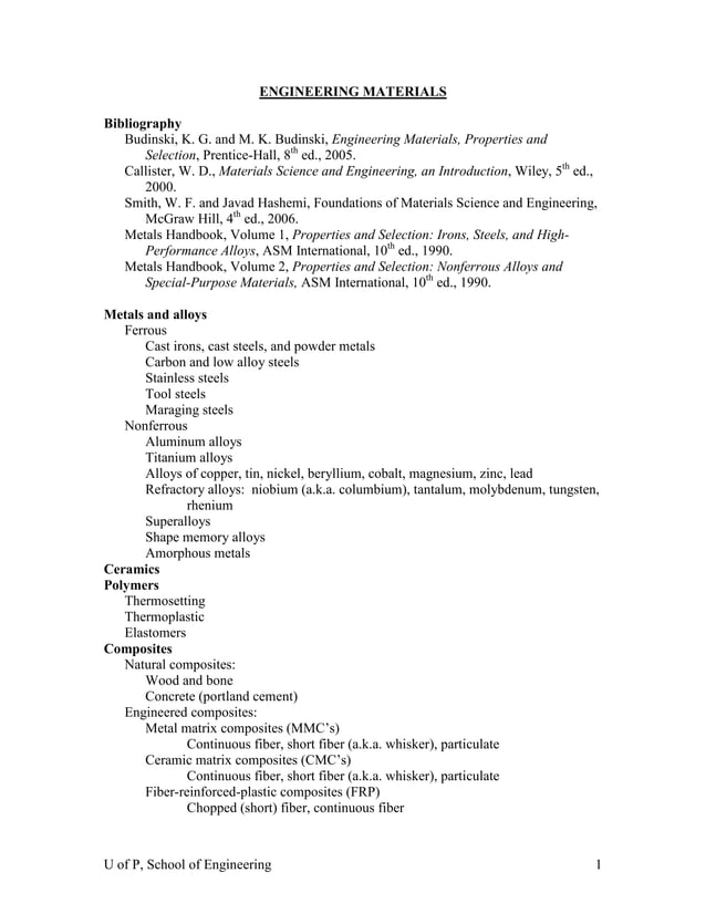 Engineering materials | PDF