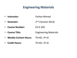 Engineering materials Lec-01 | PDF