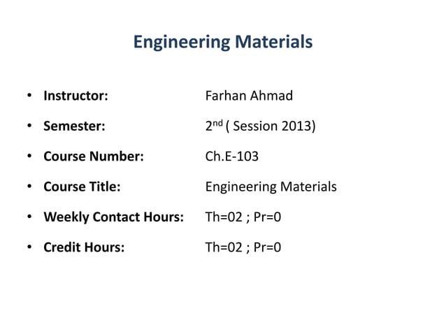 Engineering materials Lec-01 | PDF | Secondary Education | Education