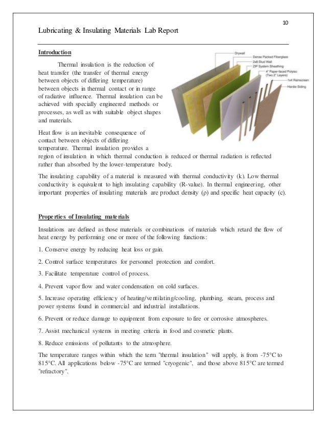 Engineering materials lab report (Lubricating & Insulating Material)s
