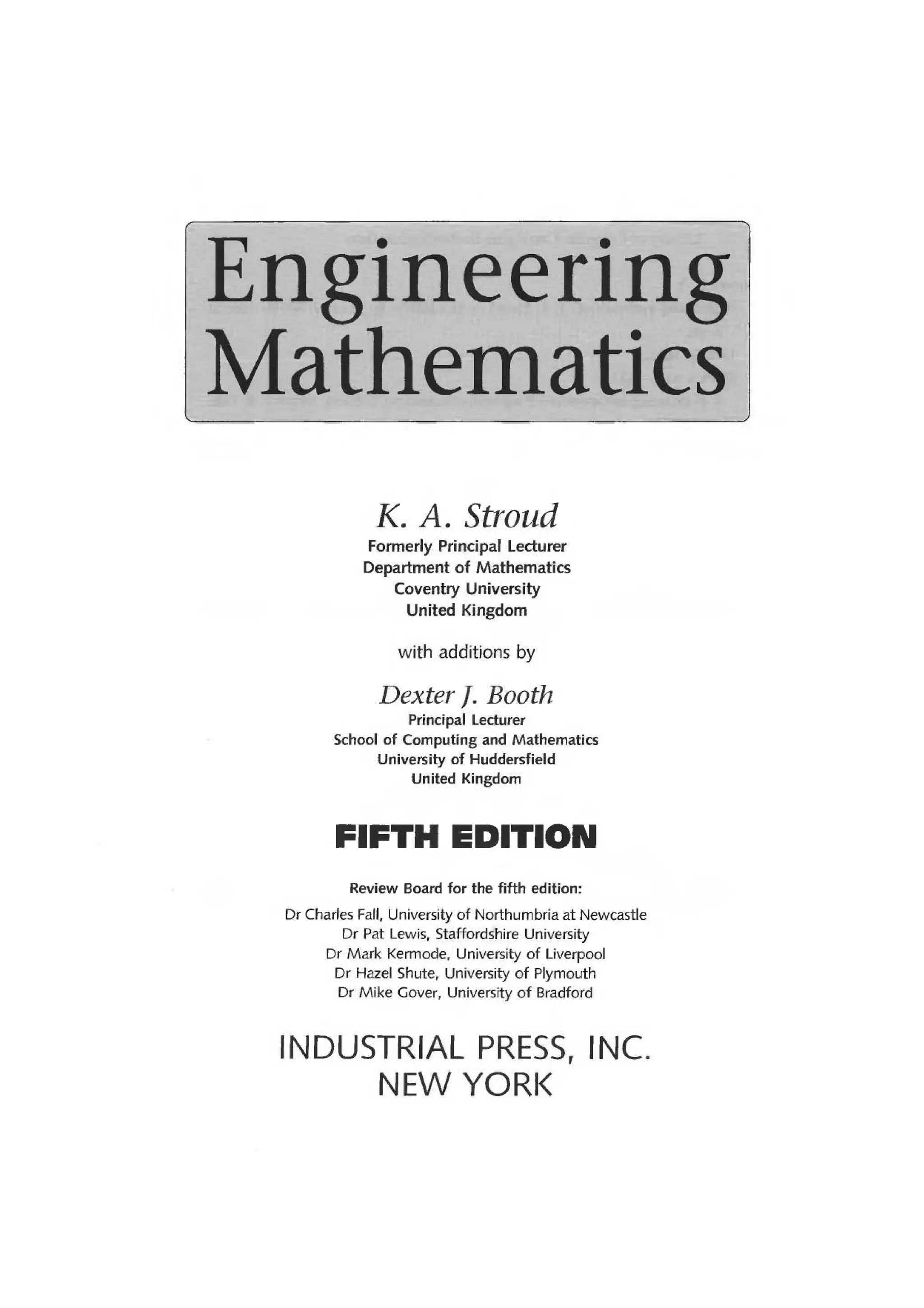 Engineering mathematics 5th ed by k. a. stroud | PDF