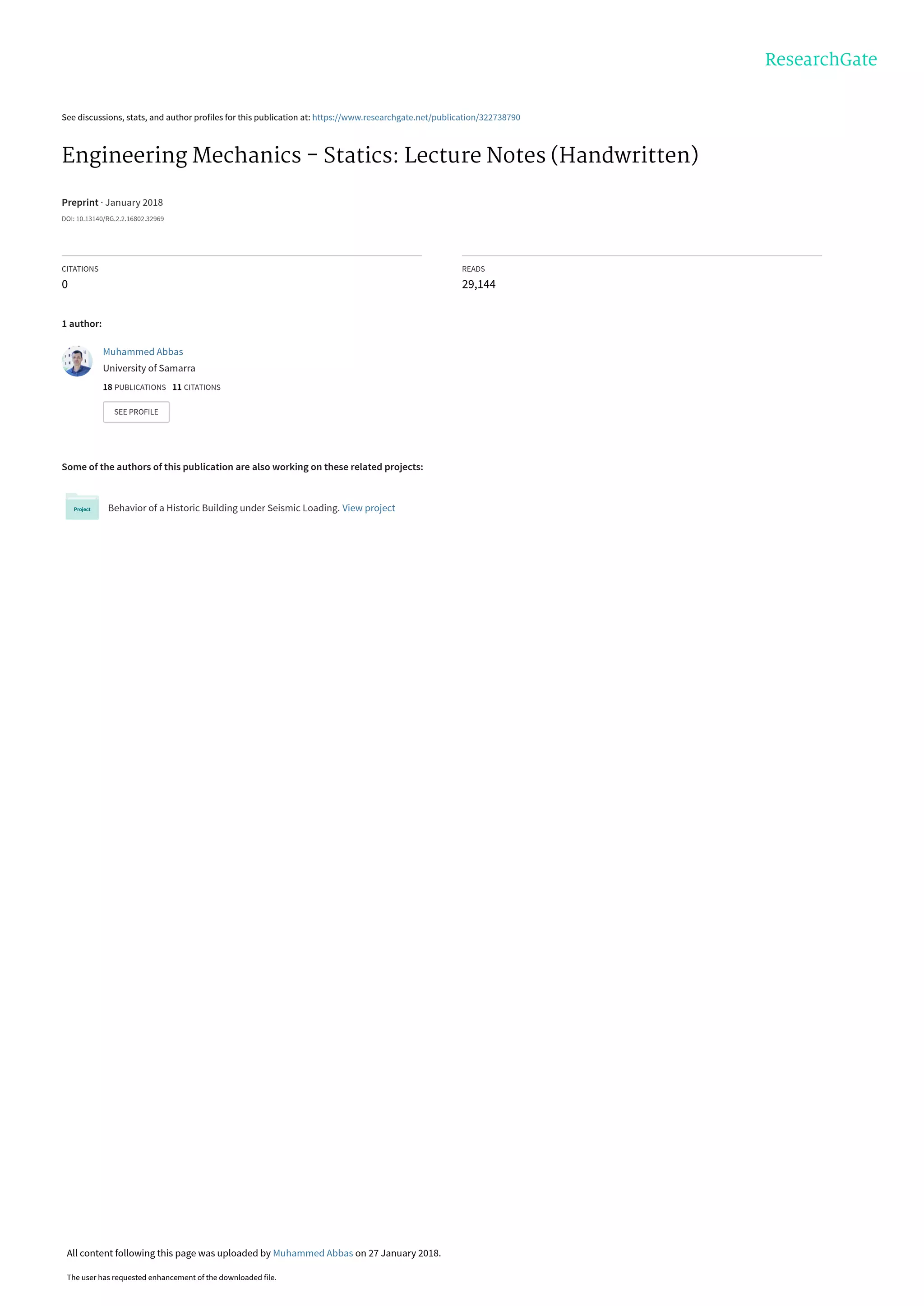 Engineering mechanics staticslecturenotes | PDF