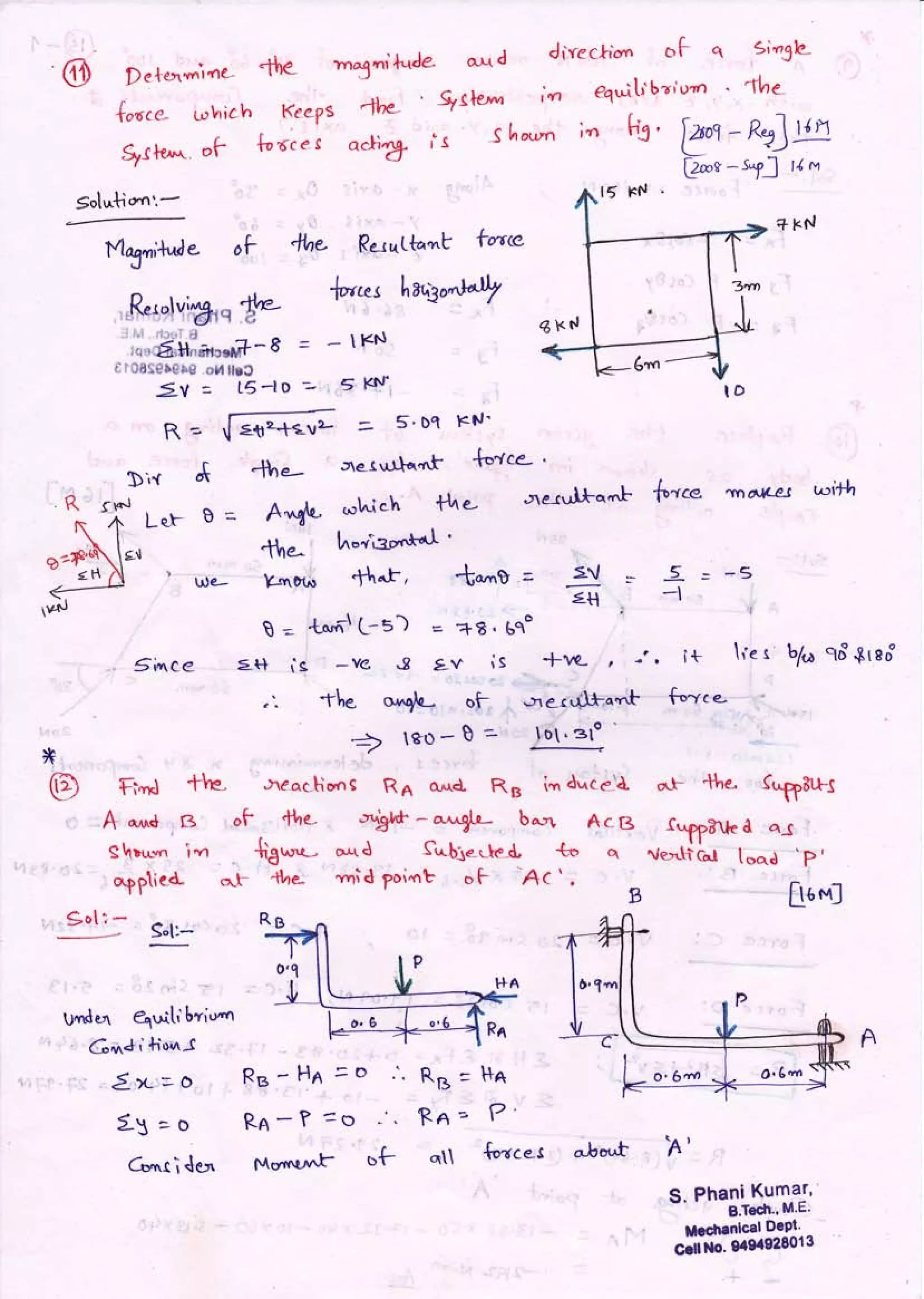 Unit-1 System of forces | PDF