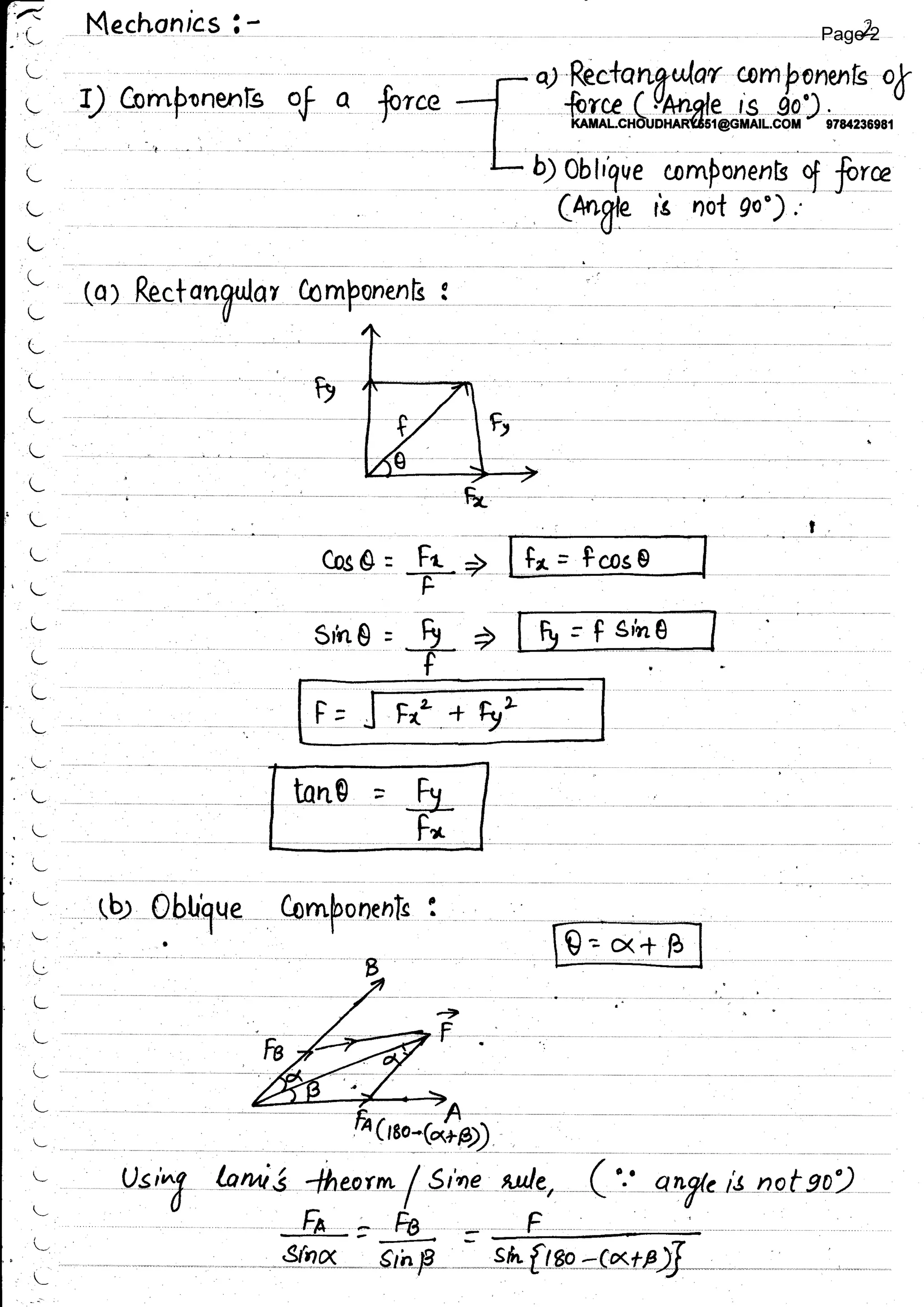 Engineering mechanics 1 handwritten classes notes (study materials) for ...