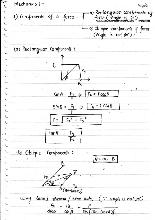 Engineering mechanics 1 handwritten classes notes (study materials) for ...