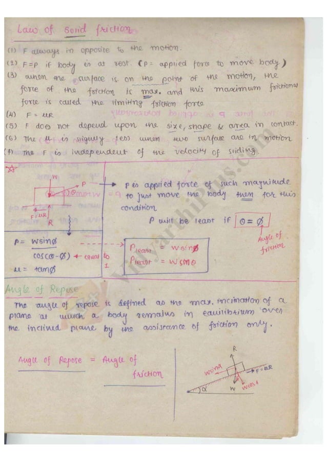 Engineering mechanics 2 handwritten classes notes (study materials) for ...
