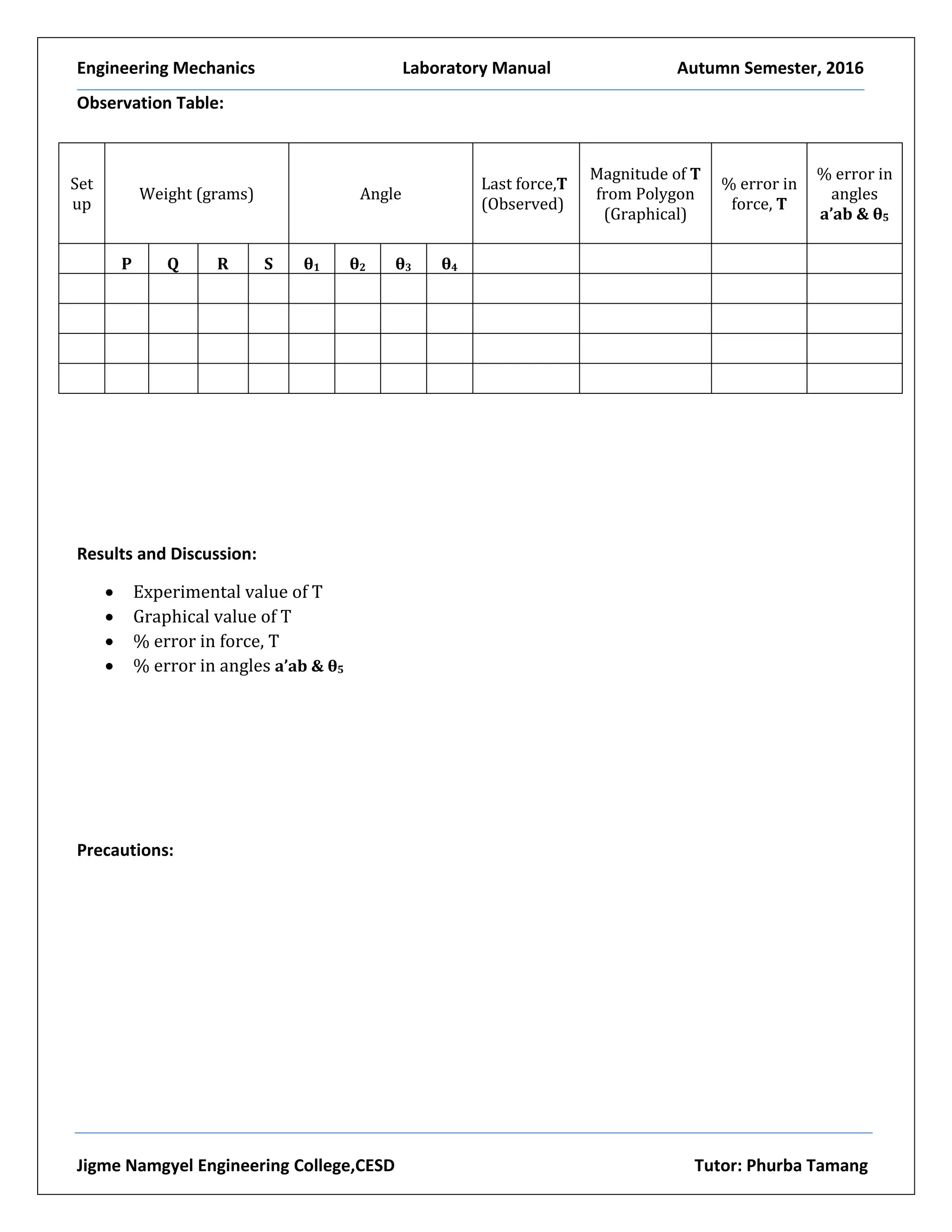 Engineering Mechanics Manual | PDF
