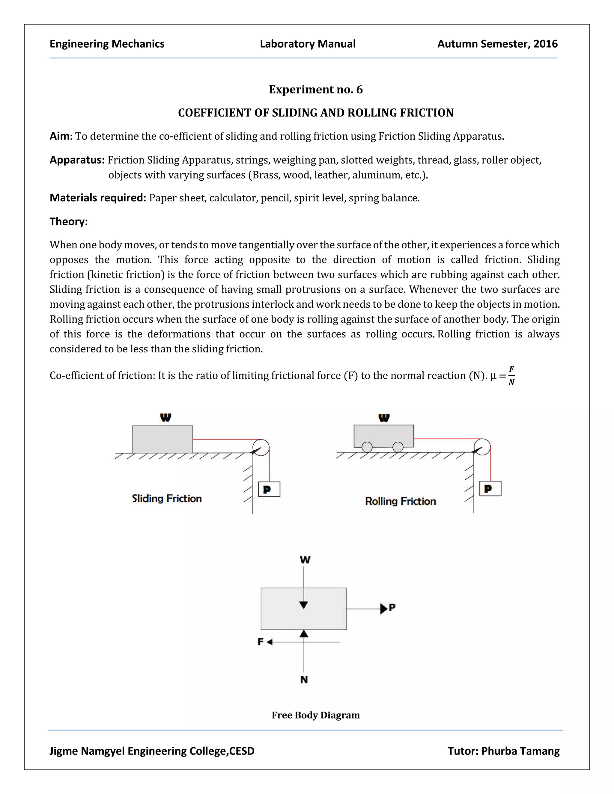 Engineering Mechanics Manual | PDF