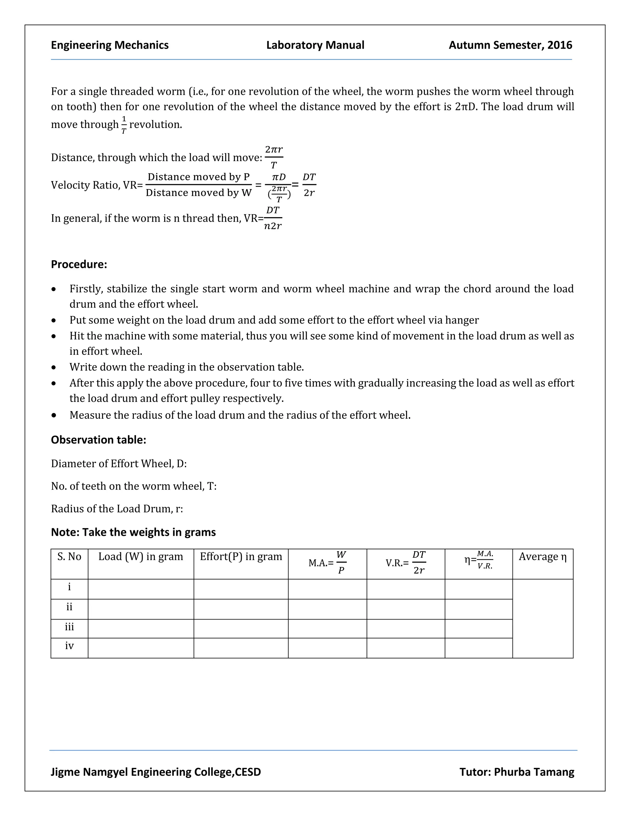 Engineering Mechanics Manual | PDF