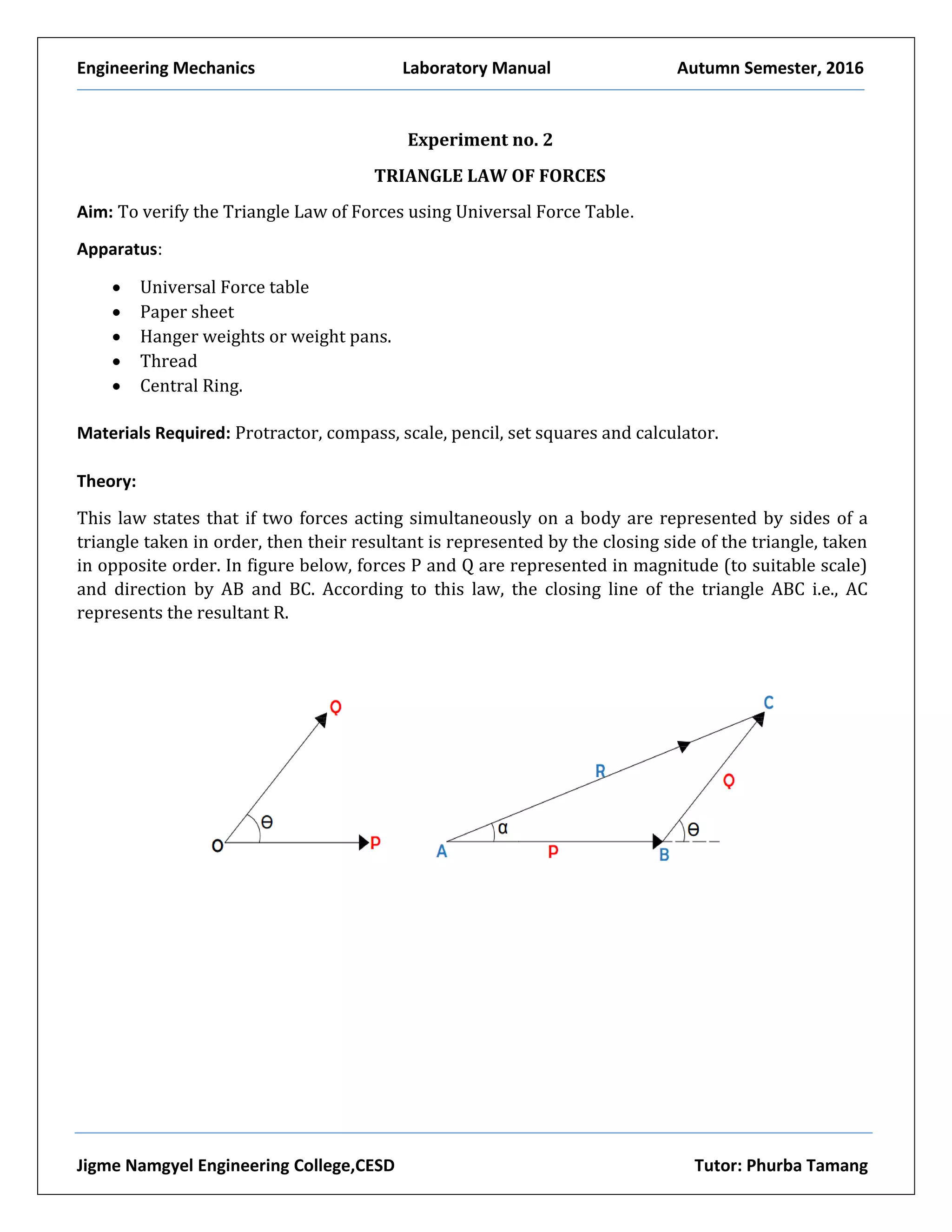 Engineering Mechanics Manual | PDF