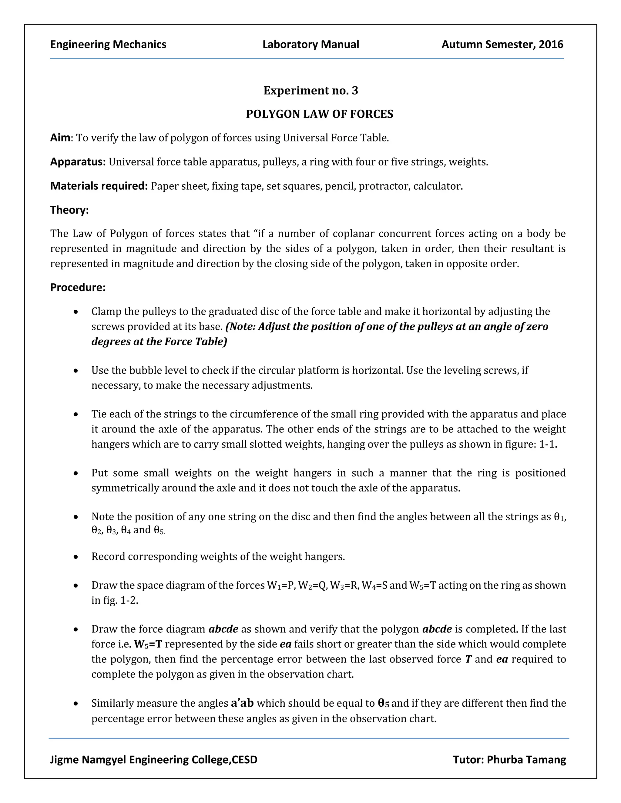 Engineering Mechanics Manual | PDF