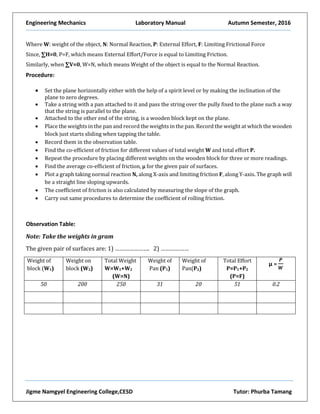 Engineering Mechanics Manual | PDF