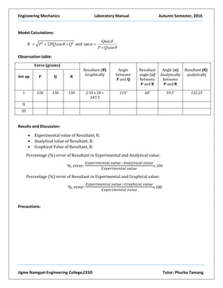 Engineering Mechanics Manual | PDF
