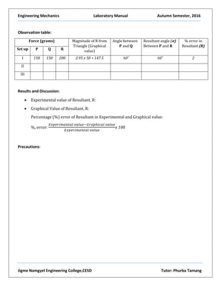 Engineering Mechanics Manual | PDF