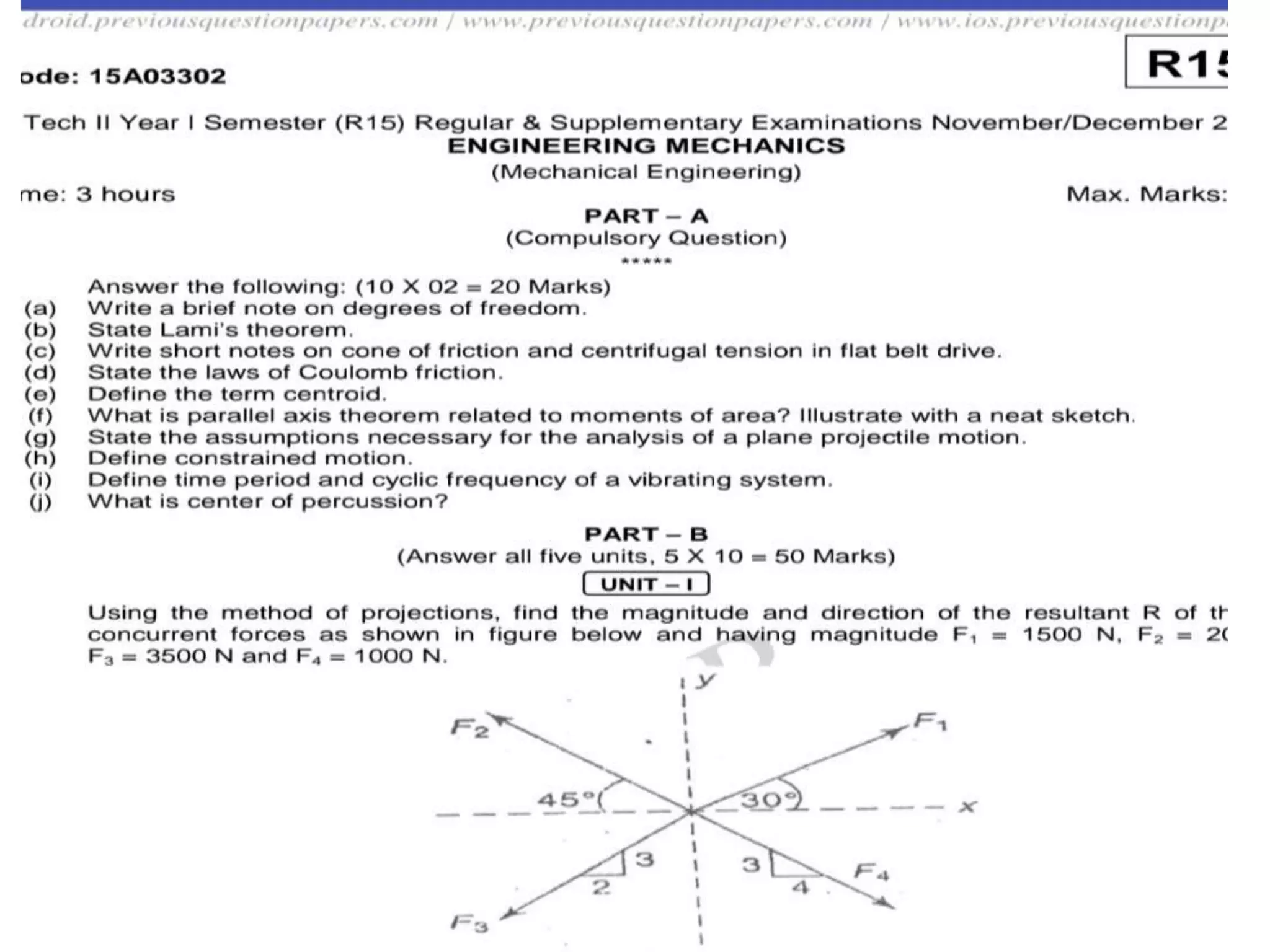 #Engineering Mechanics Previous Question papers two marks questions and ...