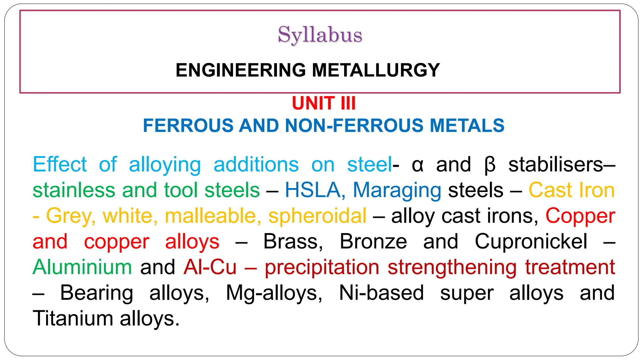 Engineering Metallurgy Dr P Parandaman Ppt
