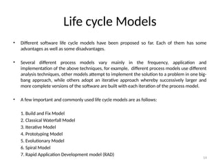 SOFTWARE LIFE CYCLE MODELS and Ultimate objective of SE | PPTX