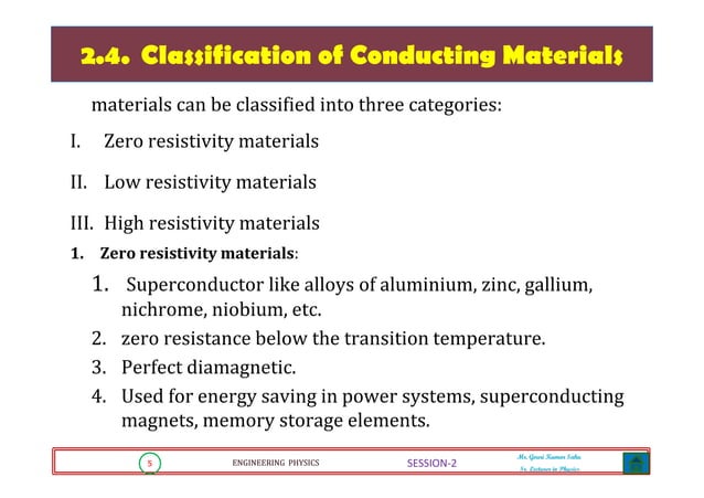 Engineering physics 1(Electrical conductivity) | PDF